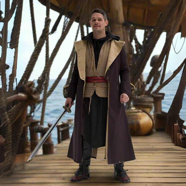 Master and Commander Pirate Overcoat in Brown Canvas