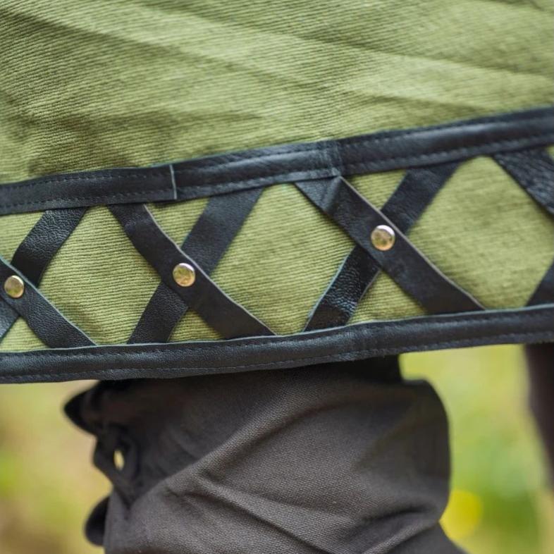 LIMITED EDITION Viking Tunic - Green with Leather Trim & Rivets