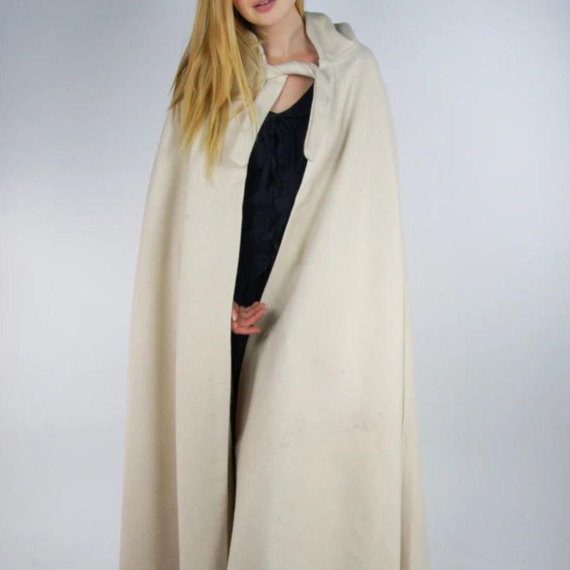 Long Wool Hooded Viking Cloak | Front Tie Closure